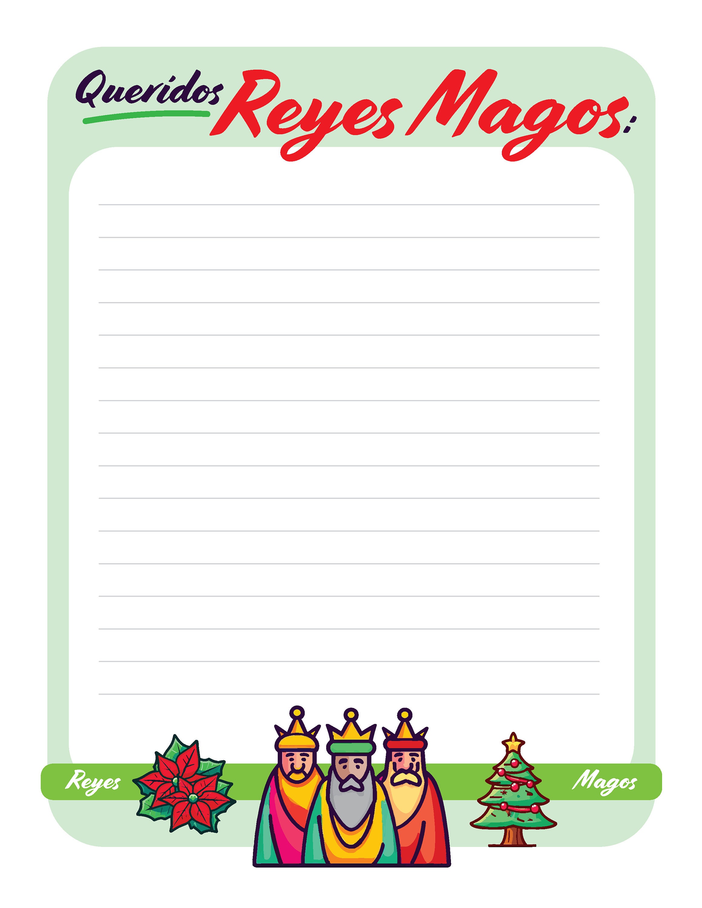 Printable Carta a Los Tres Reyes Magos / Letter to the Three Wise Men ...