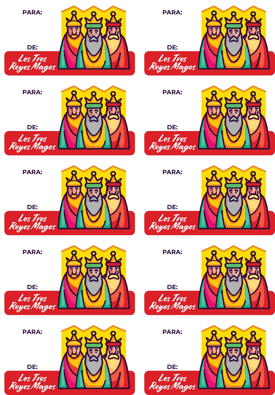 Printable Gift Tags - Three Wise Men / Tres Reyes Magos - Etsy