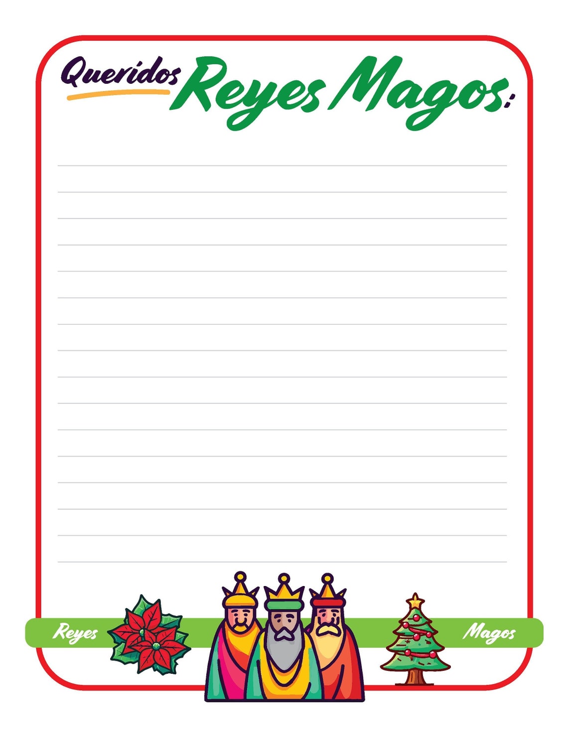 Printable Carta a Los Tres Reyes Magos / Letter to the Three Wise Men ...