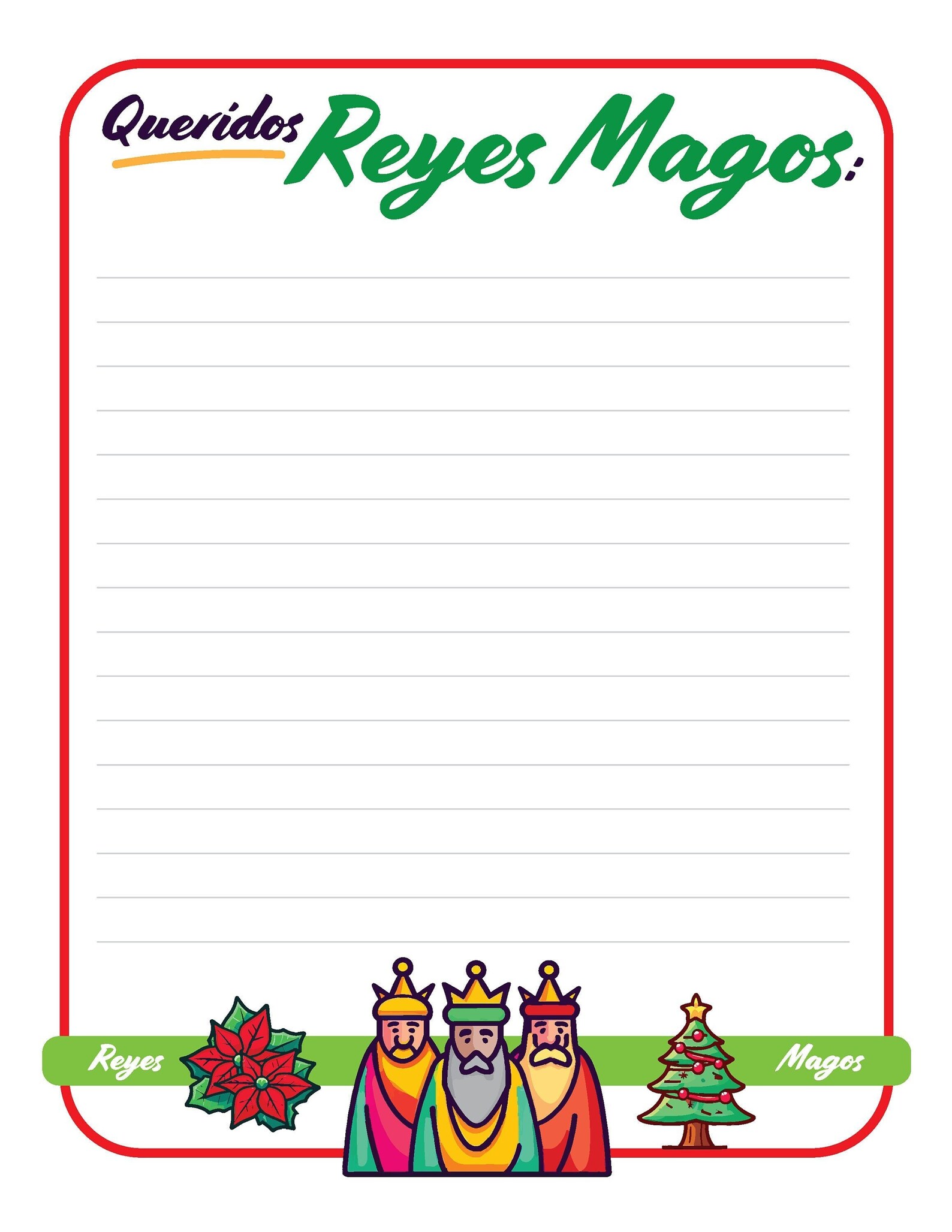 Printable Carta a Los Tres Reyes Magos / Letter to the Three Wise Men ...