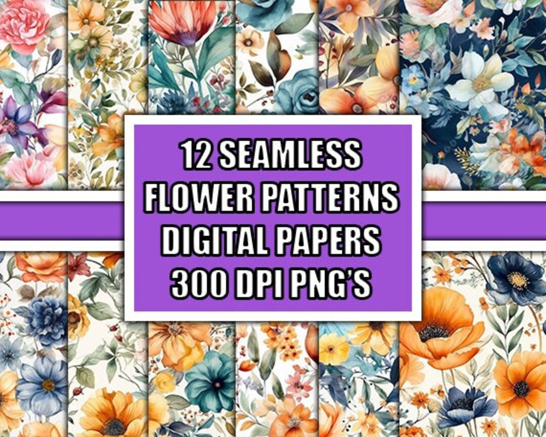Flowers Digital Paper, Flowers Seamless Pattern, Floral Prints, Flowers ...