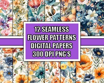 Summer Flowers Digital Image, Flowers Seamless Pattern, Floral Prints ...