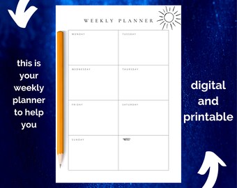 Weekly Planner Printable Landscape, Minimalist Weekly Schedule, Week at ...