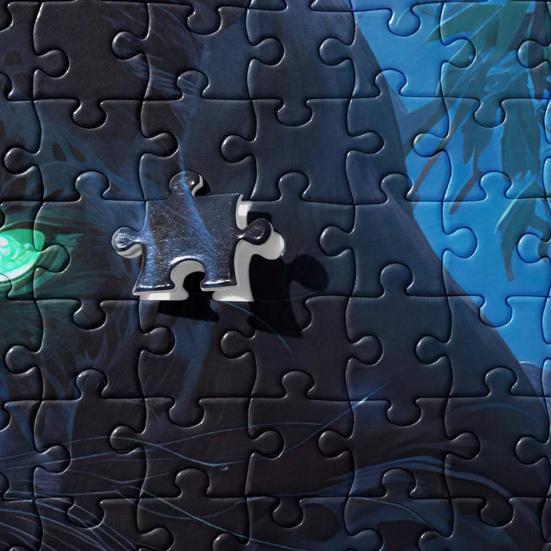 Black Panther Wall Art – Moonlit Jungle Puzzle – Fantasy Predator Print ...