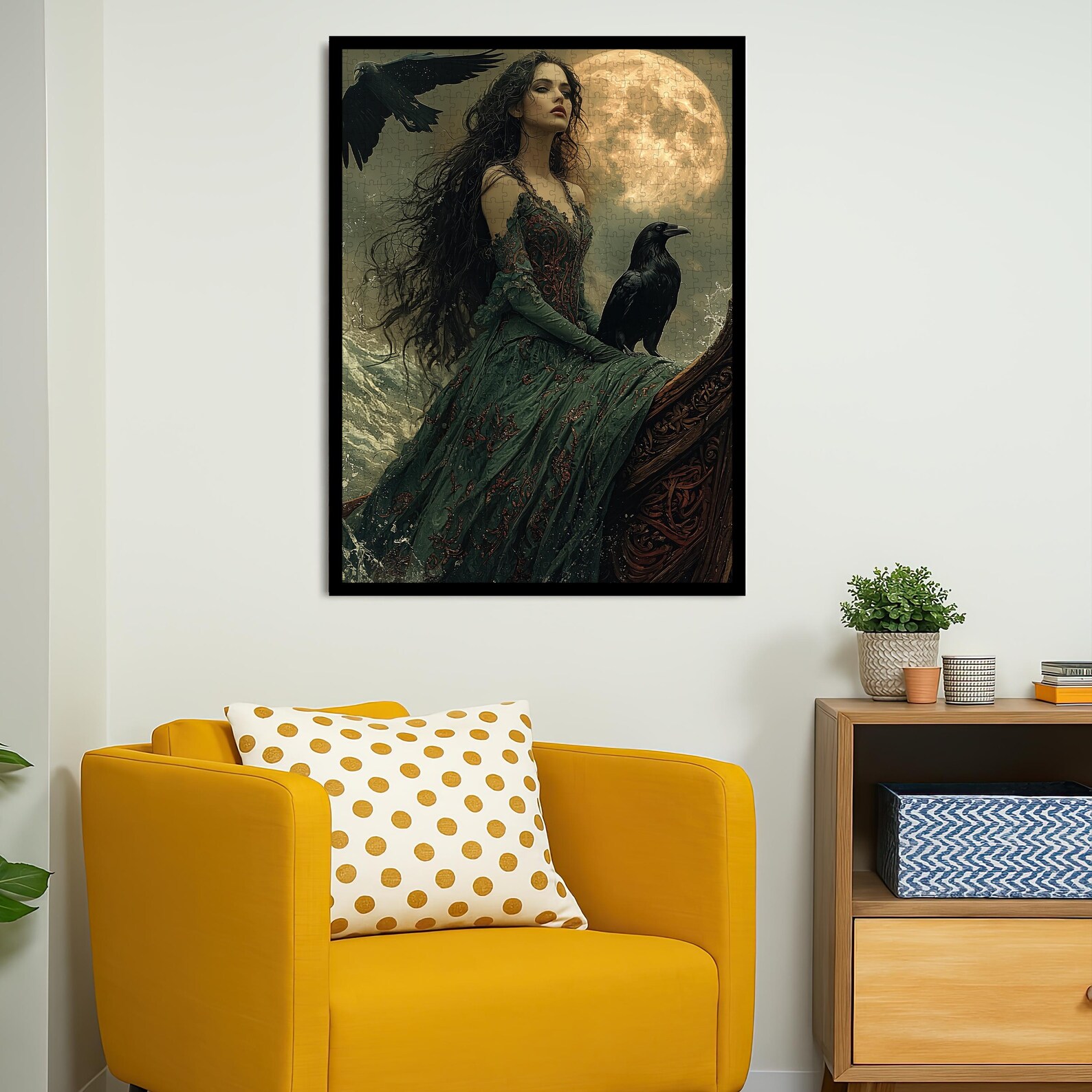 Gothic Raven Queen Puzzle: Mystical Moonlit Sorceress Artwork - Etsy