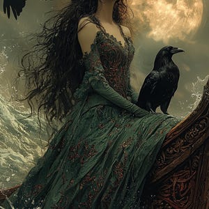 Gothic Raven Queen Puzzle: Mystical Moonlit Sorceress Artwork - Etsy