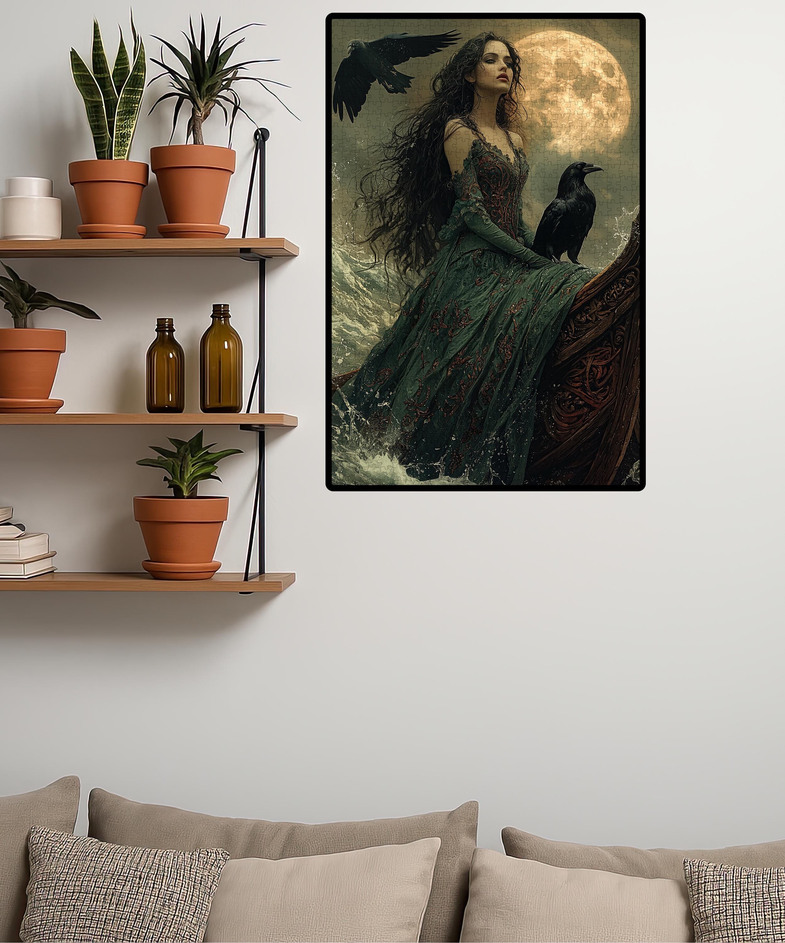 Gothic Raven Queen Puzzle: Mystical Moonlit Sorceress Artwork - Etsy