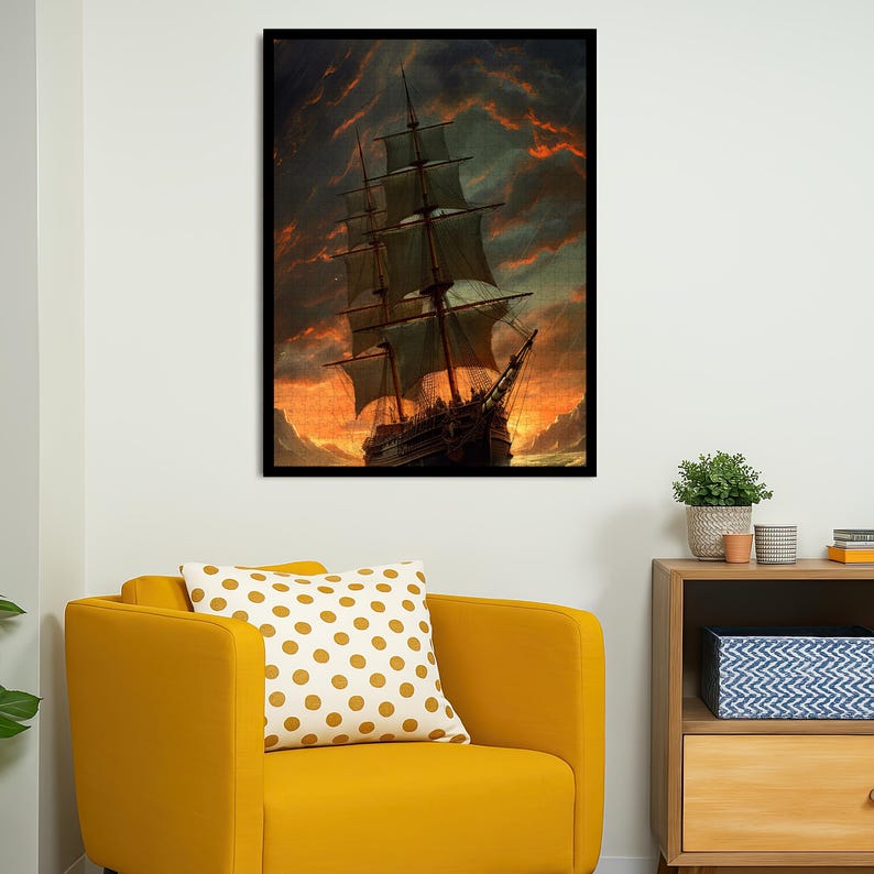 Majestic Sailing Ship Puzzle – Stormy Ocean and Vintage Ship Jigsaw for ...