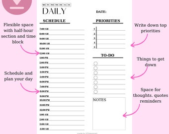24 Hour Daily Planner Printable, Hourly Planner, Military Time Plan ...