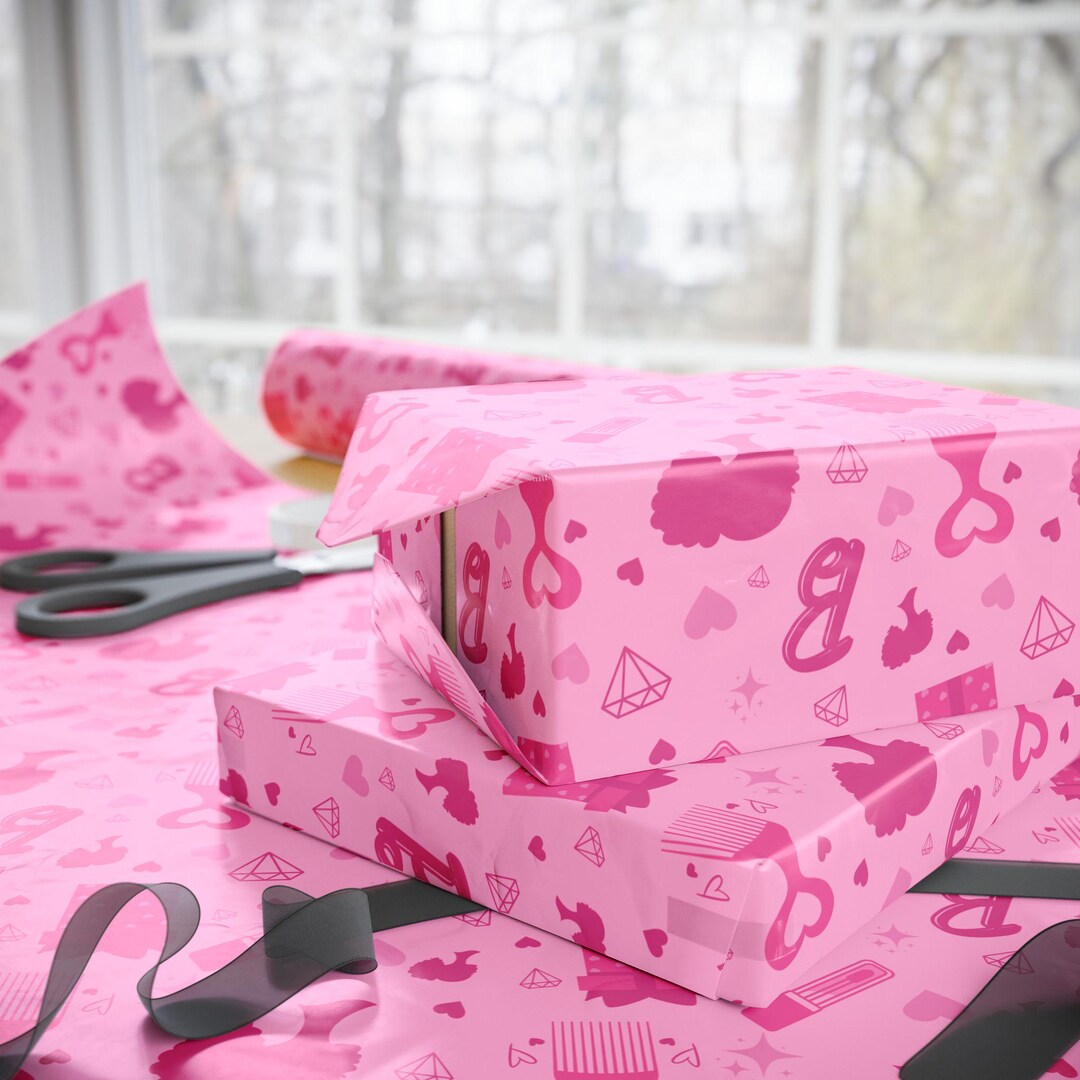 Barbie Wrapping Paper, Cute Black Gift Wrap Roll for Birthdays ...