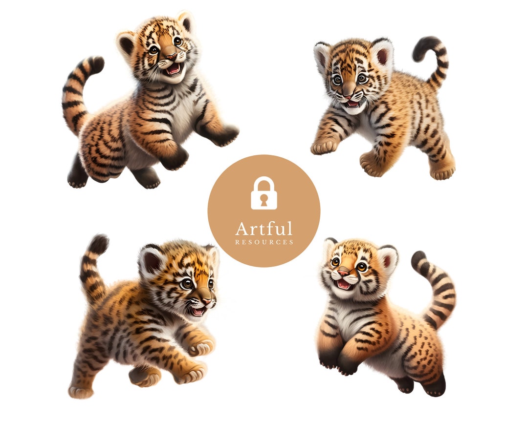 Cute Tiger Watercolor Clipart for Commercial Use, Digital PNG Files ...