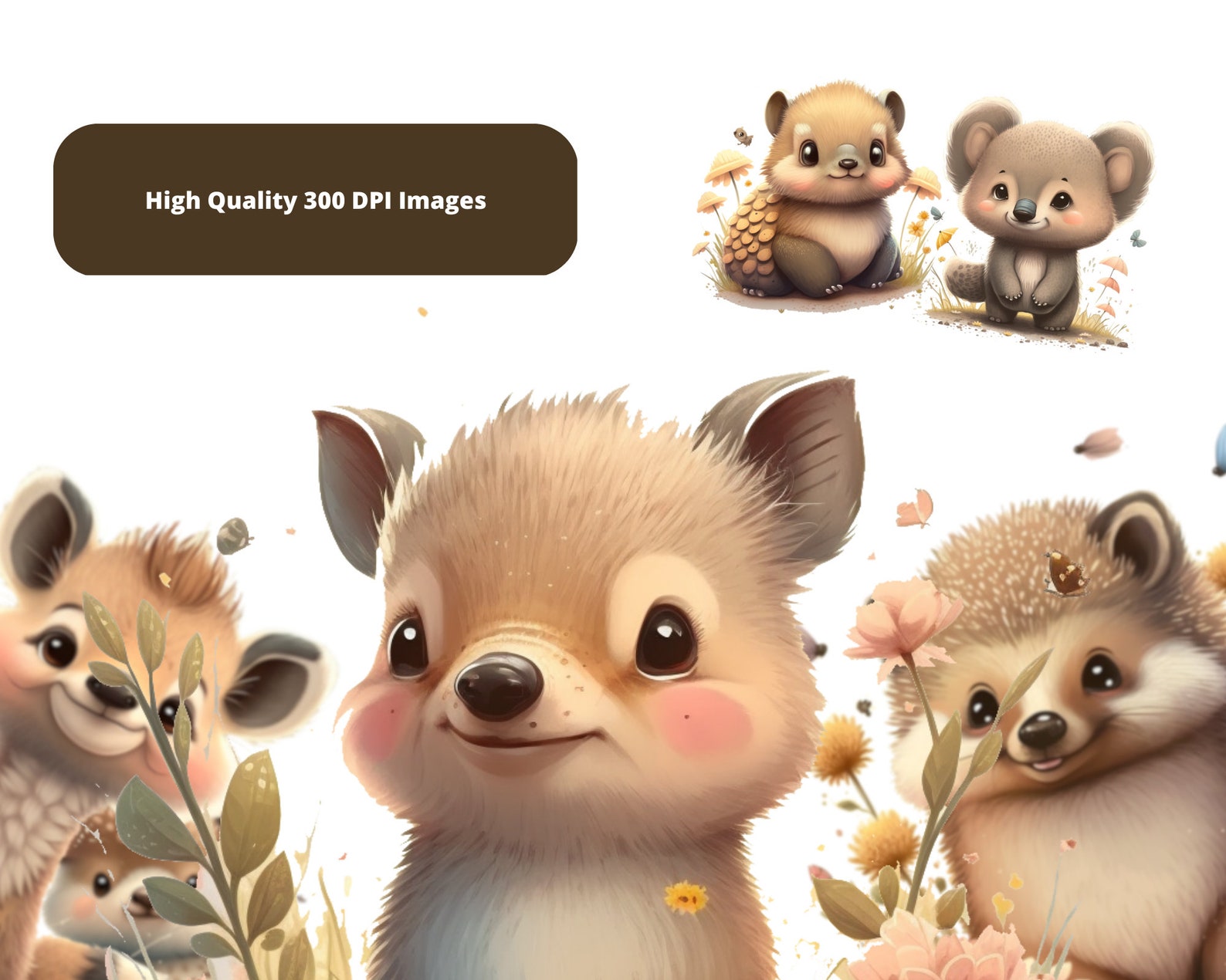 25 Cute Baby Animals Watercolor Clipart for Commercial Use, Digital PNG ...