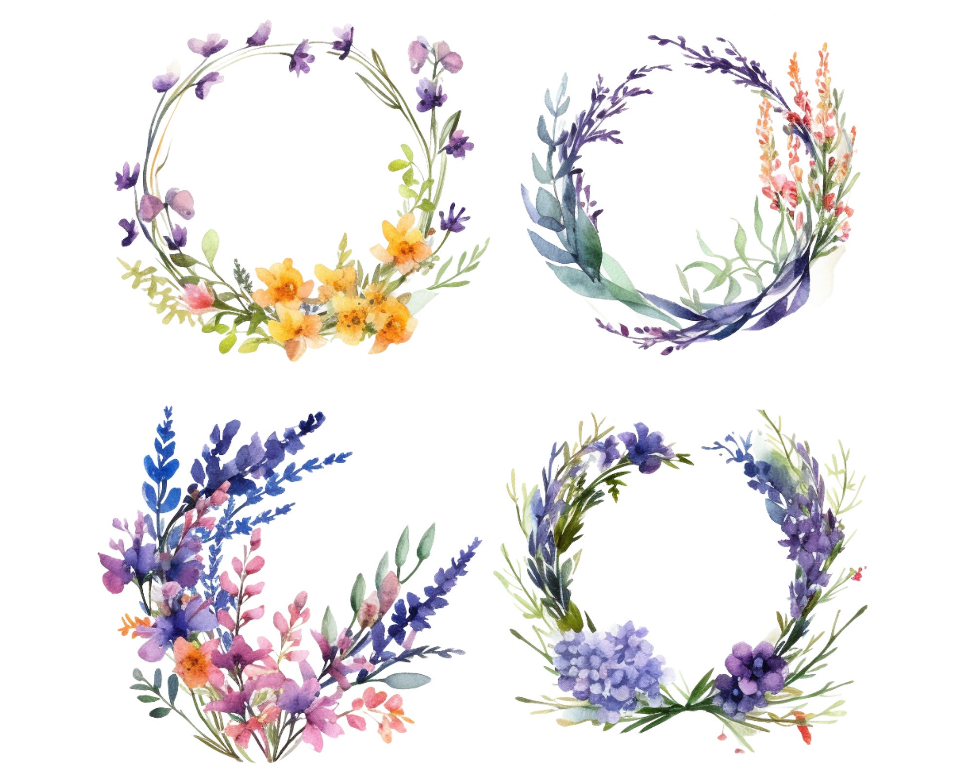 Watercolor Flowers, Floral Clipart for Commercial Use, Digital PNG ...