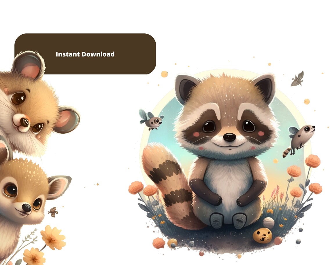 25 Cute Baby Animals Watercolor Clipart for Commercial Use, Digital PNG ...