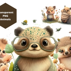 25 Cute Baby Animals Watercolor Clipart for Commercial Use, Digital PNG ...