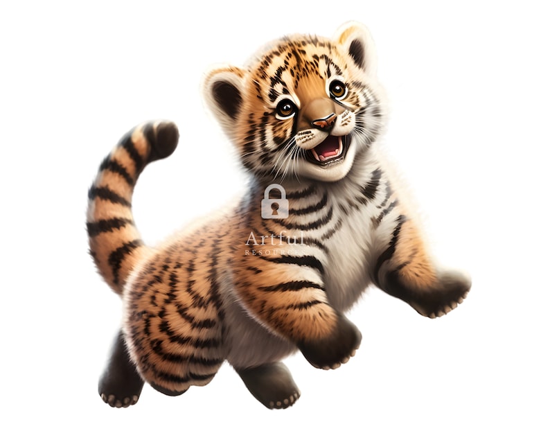 Cute Tiger Watercolor Clipart for Commercial Use, Digital PNG Files ...