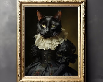 Gothic Cat in Suit Dark Academia, Art Poster Print, Gothic Home Decor, Victorian Art, Witchy ...