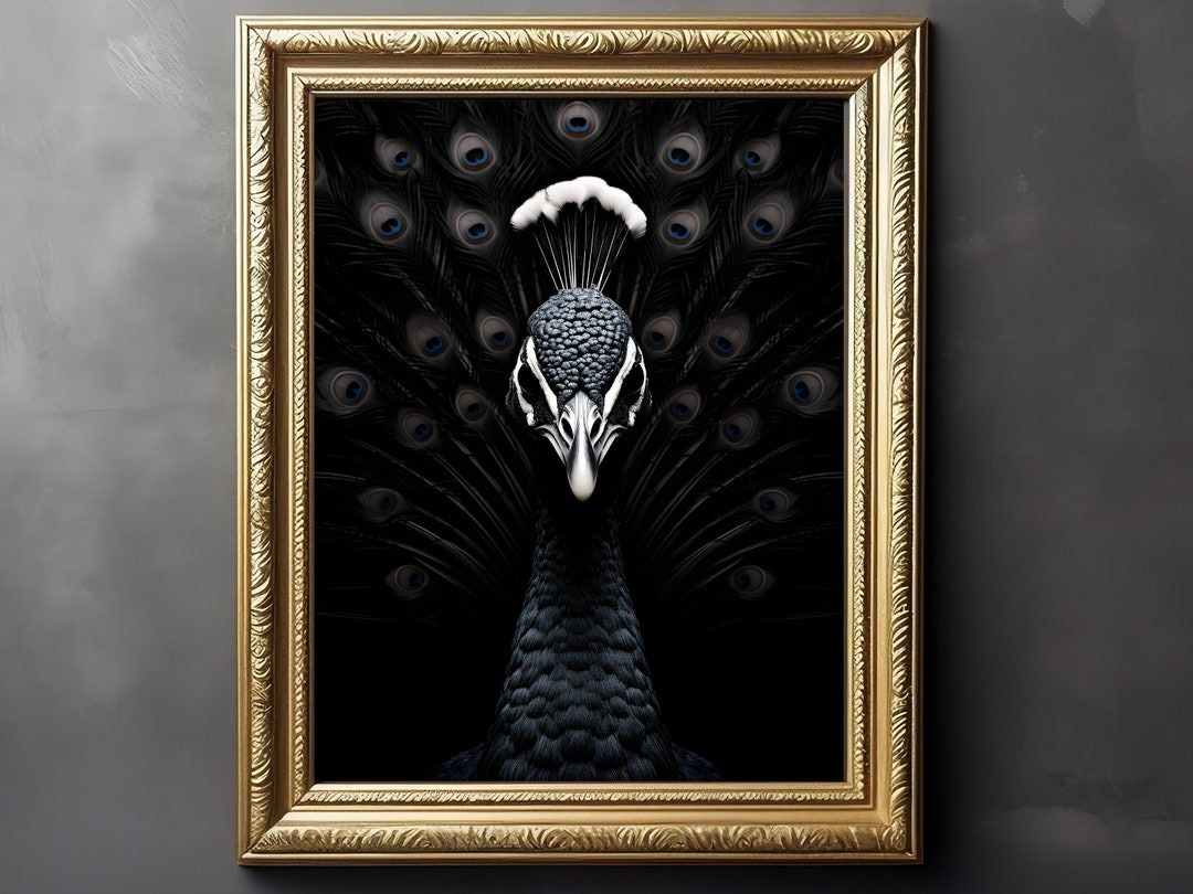 Dark Gothic Peacock Print - Spooky Animal Print, Dark Academia, Art ...