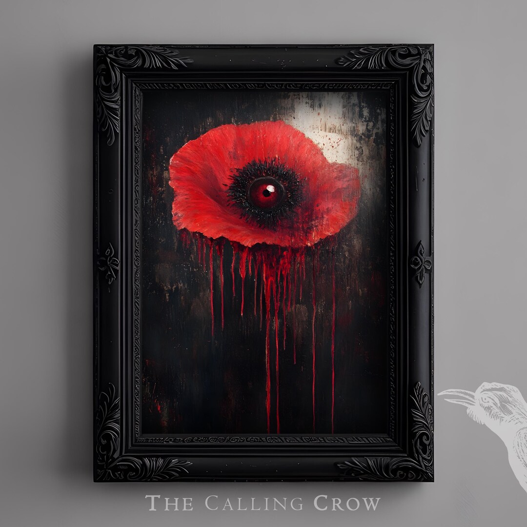 Bleeding Eyeball Poppy Digital Gothic Print – Gothic Flower Art, Creepy ...
