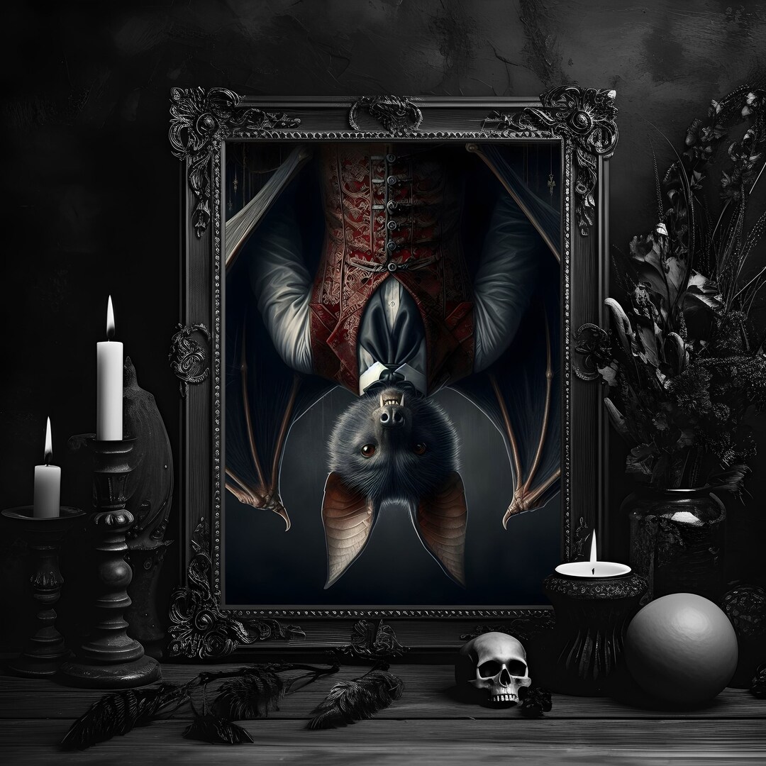 Gothic Bat in Suit Print - Dark Academia, Art Poster Print, Gothic Home ...