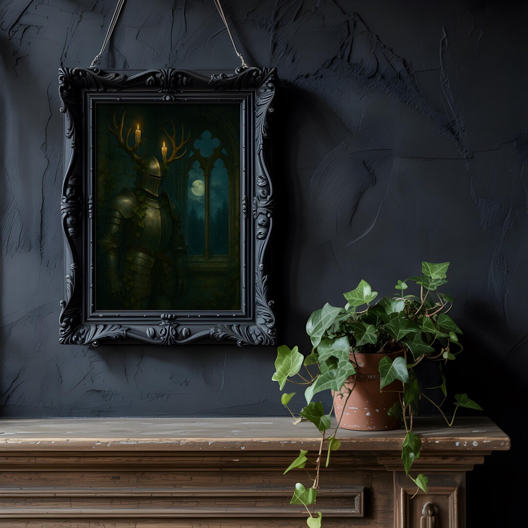 The Stag Knight | Gothic Castlecore Wall Art Print, Medieval Armor ...