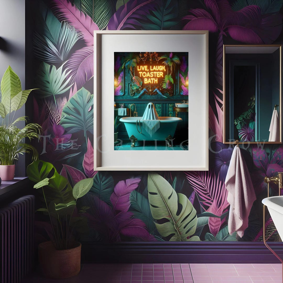 Live, Laugh, Toaster Bath - Tropical Gothic Bathroom Decor, Funny Ghost ...