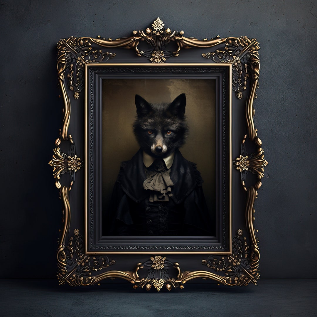 Vintage Gothic Fox Print, Animal Portrait, Vintage Poster, Dark ...