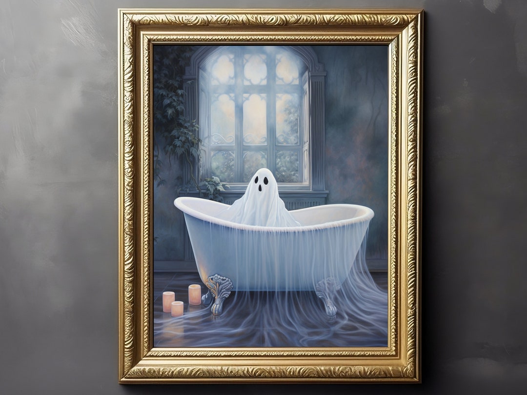 Ghost in the Bath - Cottagecore Print, Bathroom, Ghost Painting, Gothic ...