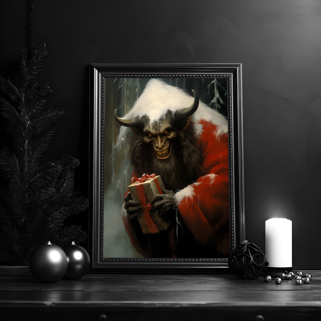 Scary Krampus Christmas Print - Scary Folklore Horror Art, Creepy Xmas ...