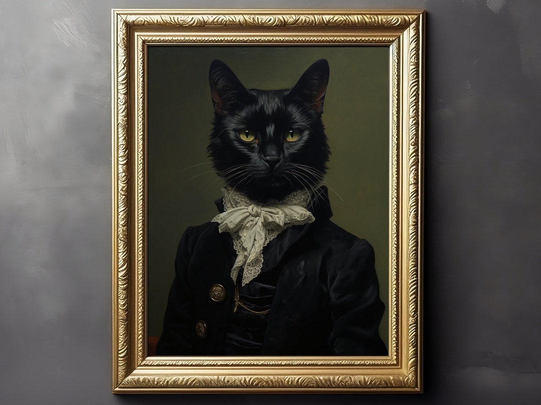 Gothic Cat in Suit - Dark Academia, Art Poster Print, Gothic Home Decor ...