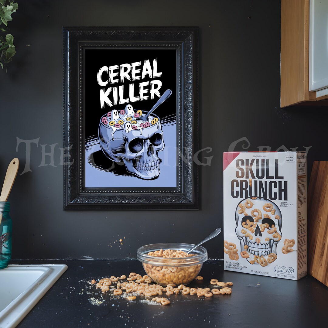 Kitchen Print - Gothic Skull Print, Cereal Killer, Horror Poster ...