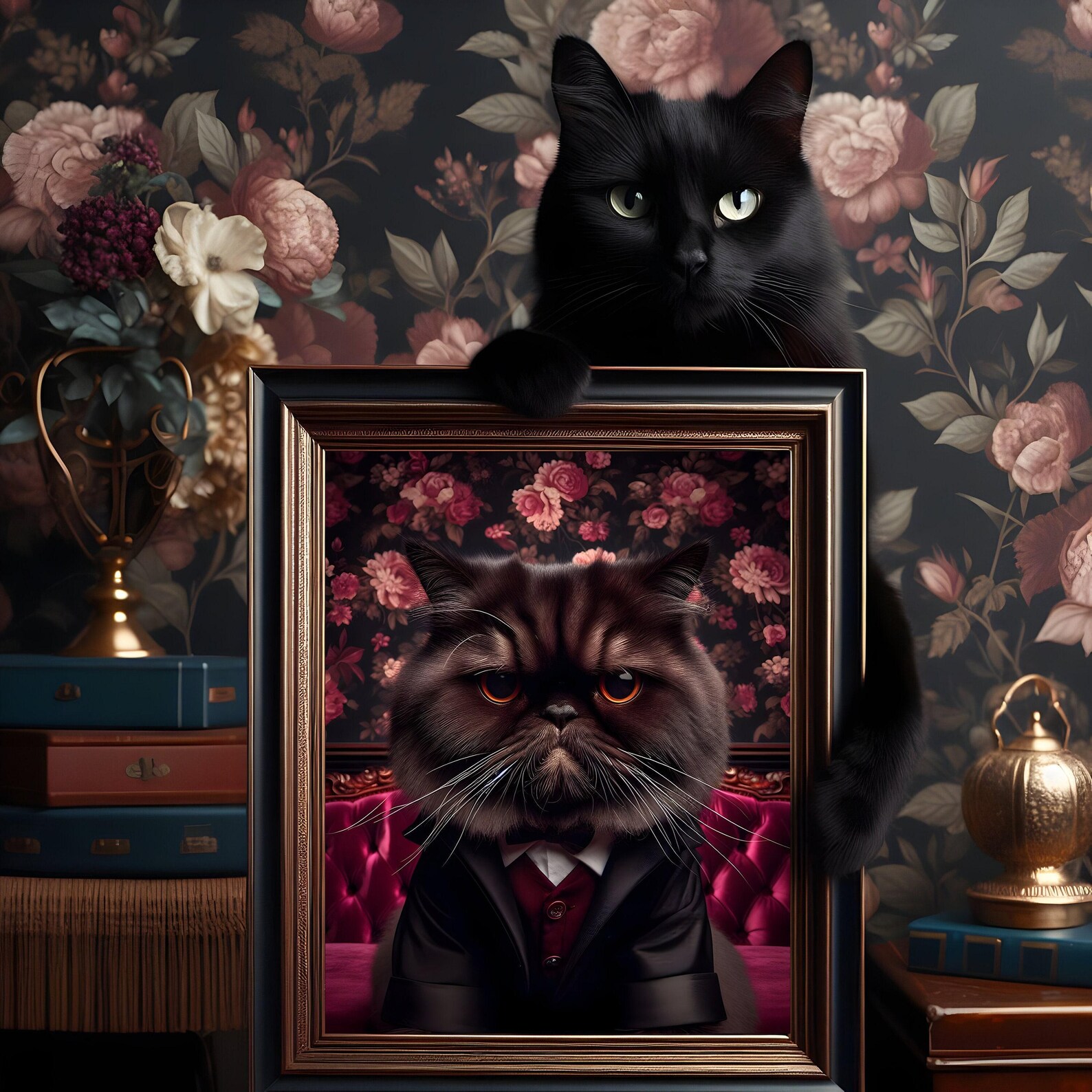 Grumpy Cat in Suit - Dark Academia, Art Poster Print, Gothic Home Decor ...