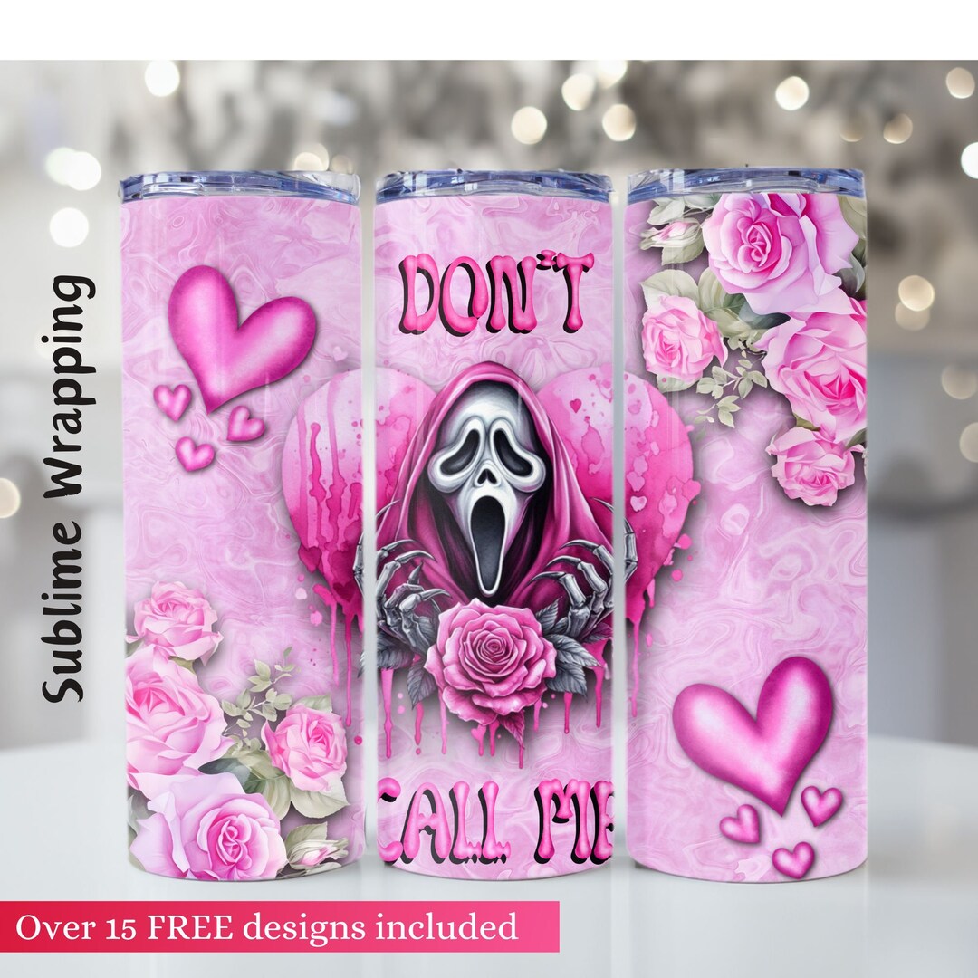 Scream Ghostface 20oz Skinny Tumbler Wrap, Valentine Sublimation PNG ...