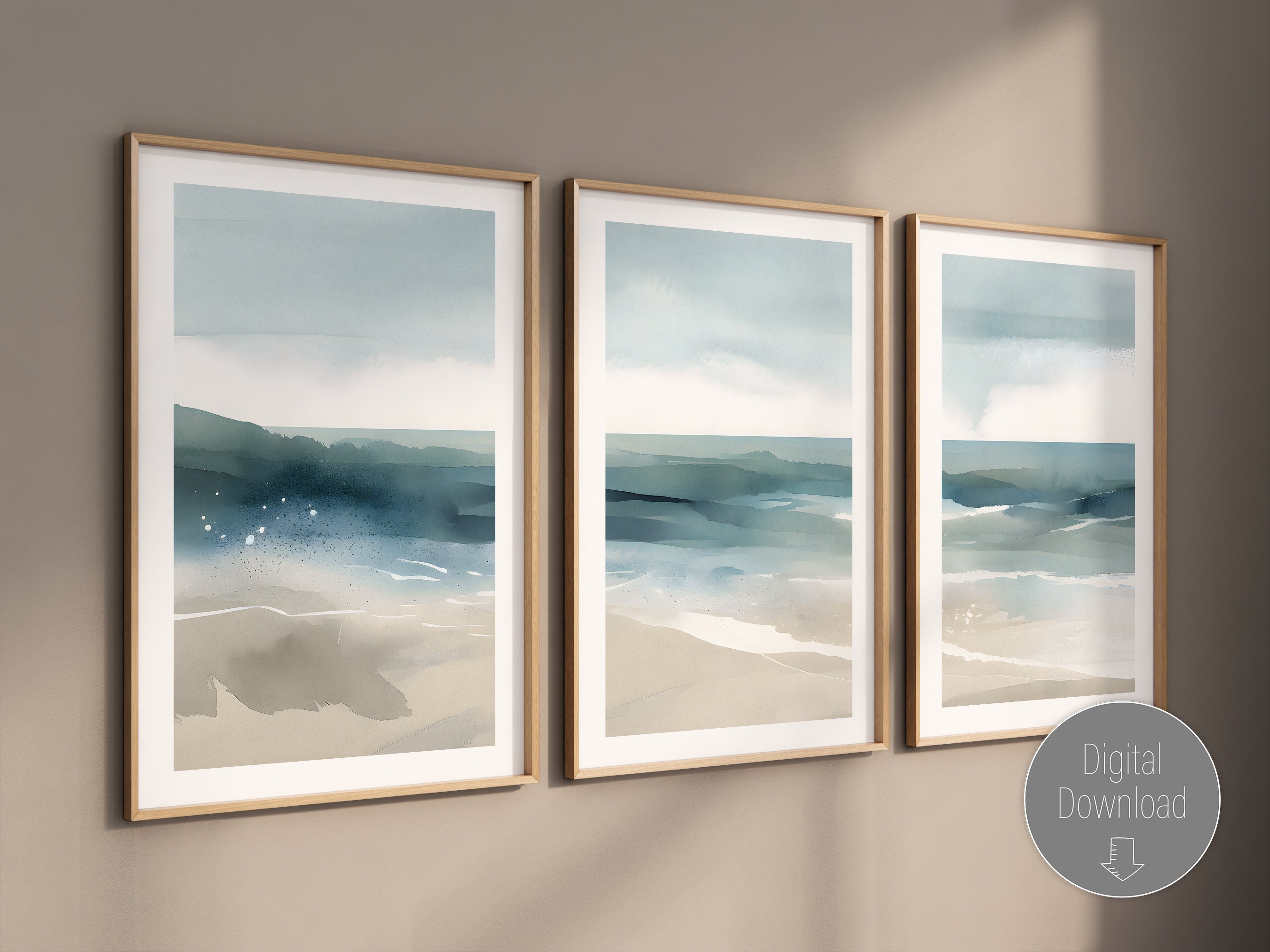Ocean Trio - Set of 3, Digital Download, Minimalist Scandinavian Wall ...