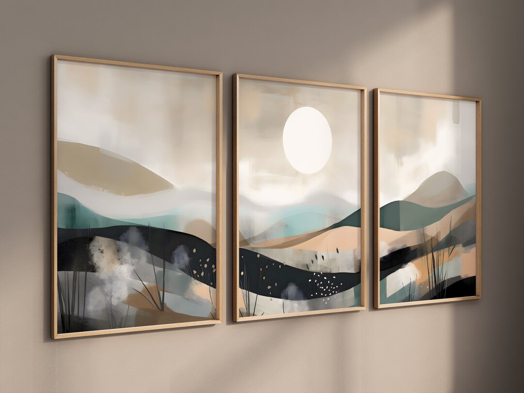 Modern Savannah Landscape, Trio of Abstract Nature Wall Art, Relaxing ...