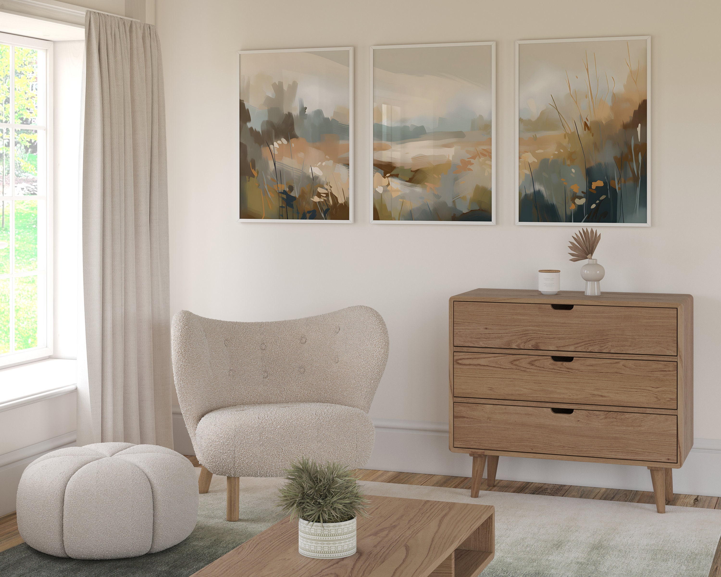 Trio Wall Art Set Veldt Grass Landscape Digital Download - Etsy