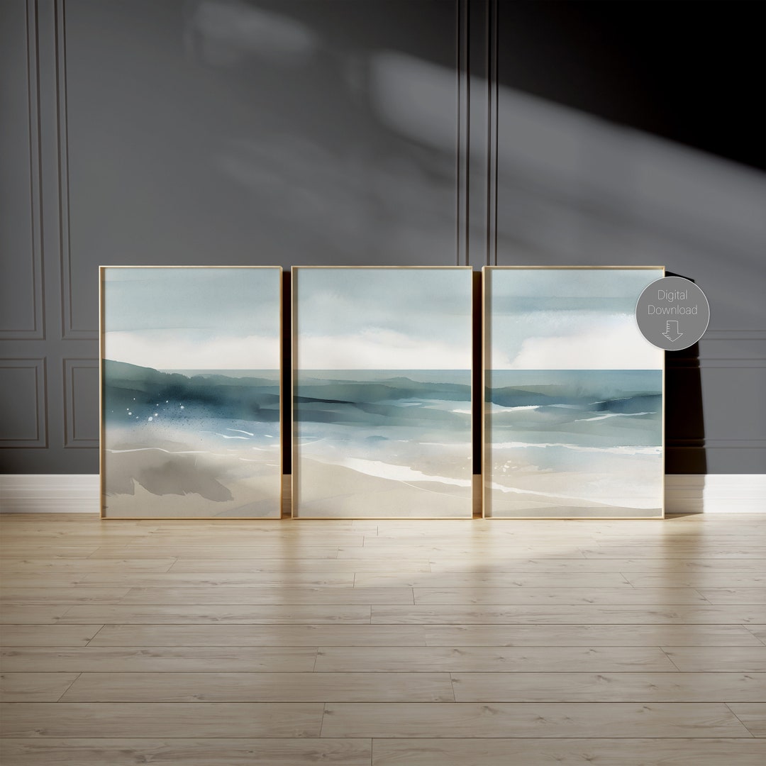 Ocean Trio - Set of 3, Digital Download, Minimalist Scandinavian Wall ...