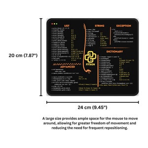 Python Cheatsheet Premium Mousepad for Software Engineers, Coding Giftboost Your Productivity ...