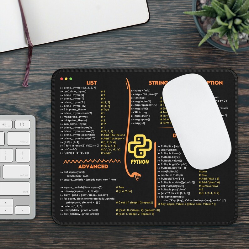 Python Cheatsheet Premium Mousepad for Software Engineers, Coding Giftboost Your Productivity ...