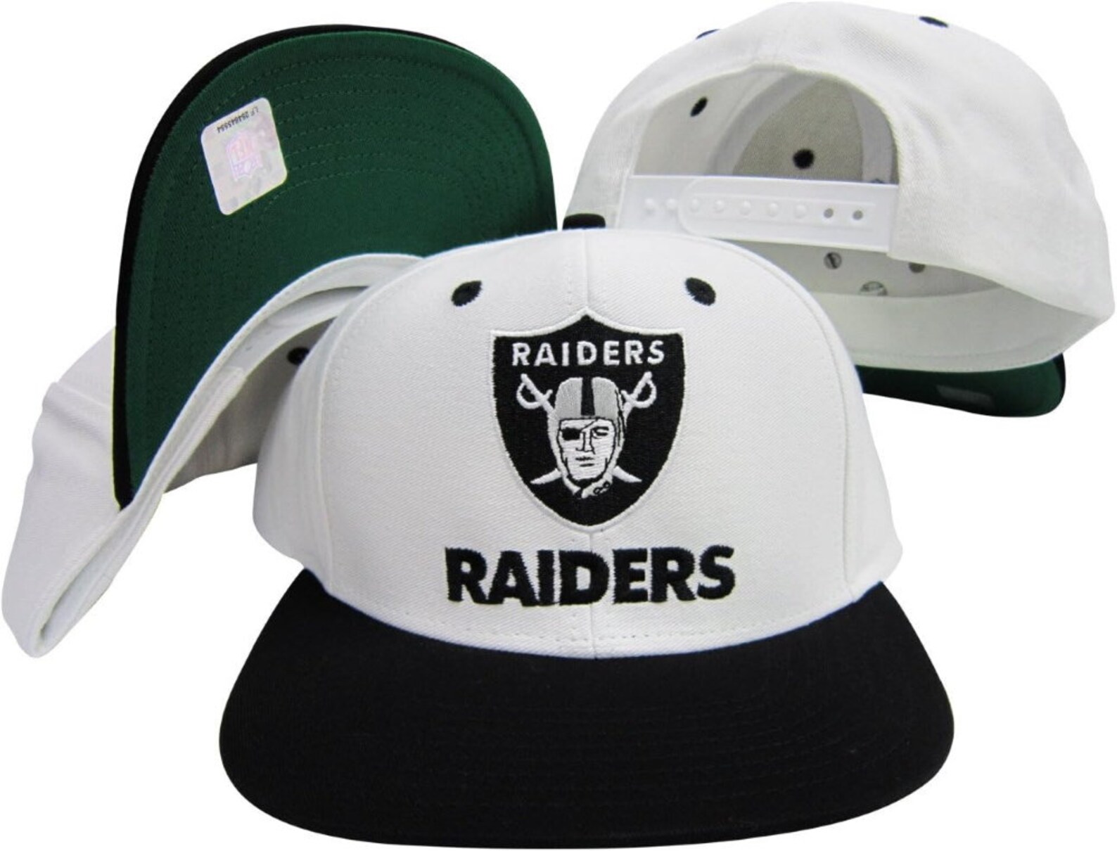 Vintage Los Angeles Raiders White/black Word Adjustable Snapback Hat ...