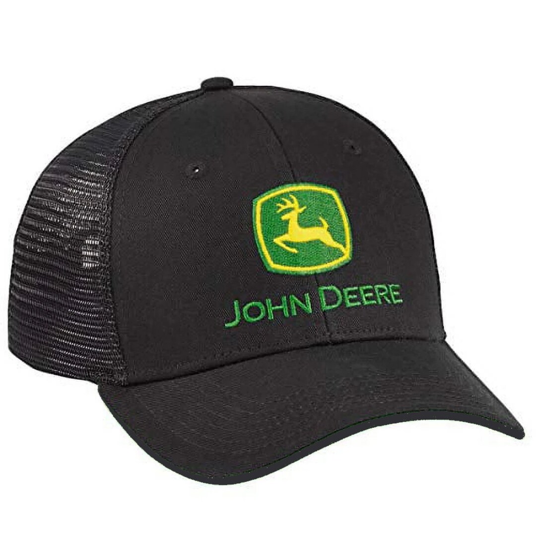 John Deere Black Trucker/mesh Adjustable Snapback Cap / Hat - Etsy