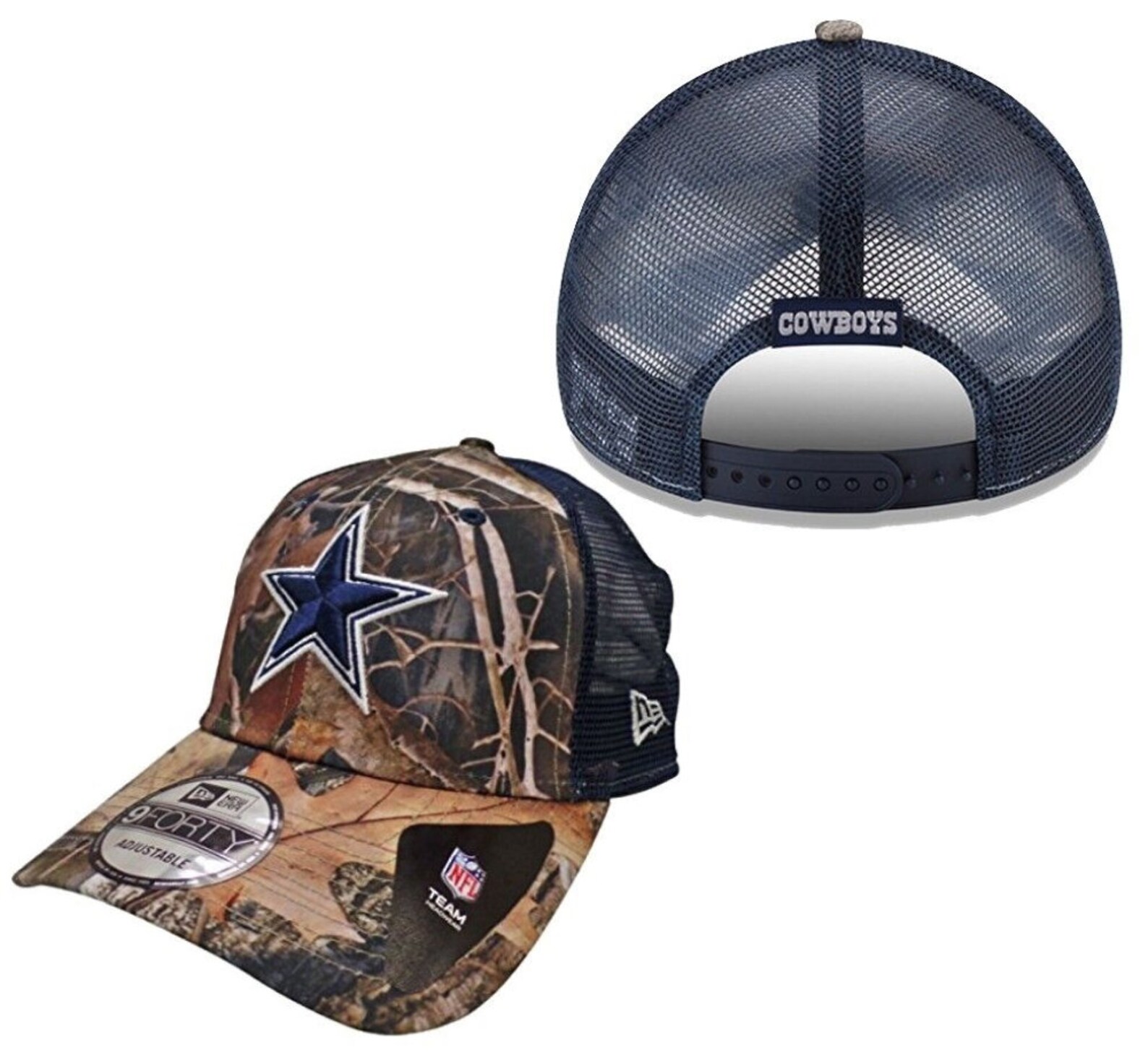 Dallas Cowboys Navy True Timber Trucker 9FORTY Adjustable Snapback Hat ...