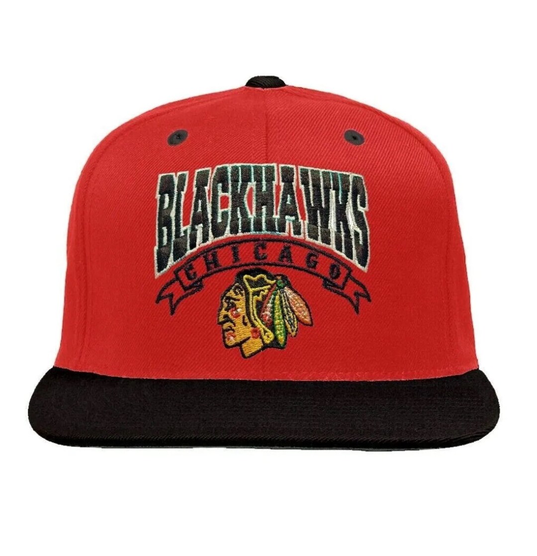 Vintage Chicago Blackhawks Red/black Arch Snapback Hat/cap - NWT - Etsy