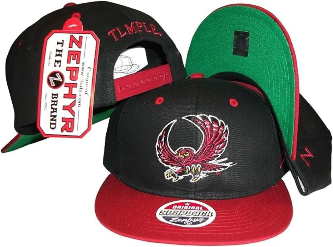 Vintage Temple Owls 1990s Two Tone Black/maroon Adjustbale Snapback Hat ...