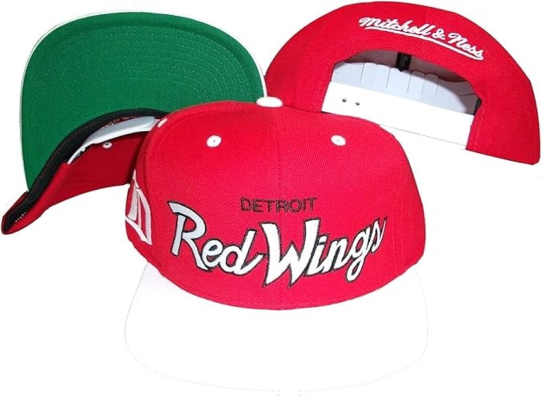 Vintage NHL Detroit Red Wings Script Red/white Two Tone Snapback Hat ...