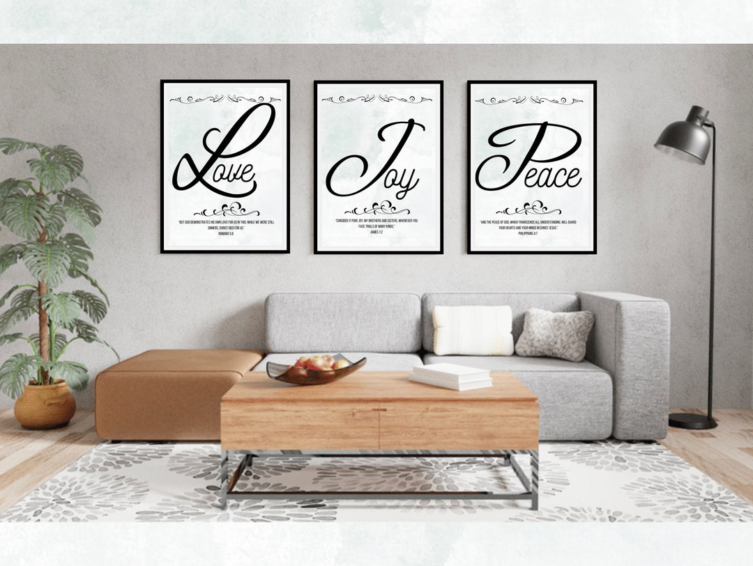Bible Verse Wall Art, Set of 3 Popular Bible Verses, Living Room Wall ...