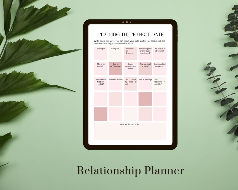 Relationship Planner, Couple Work Sheet, Where We Met Personal Planner ...