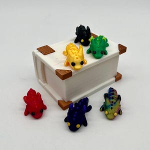 Book Box With 6 Articulating Mini Figurine Winged Dragons, 3d Printed ...