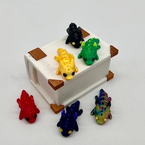 Book Box With 6 Articulating Mini Figurine Winged Dragons, 3d Printed ...
