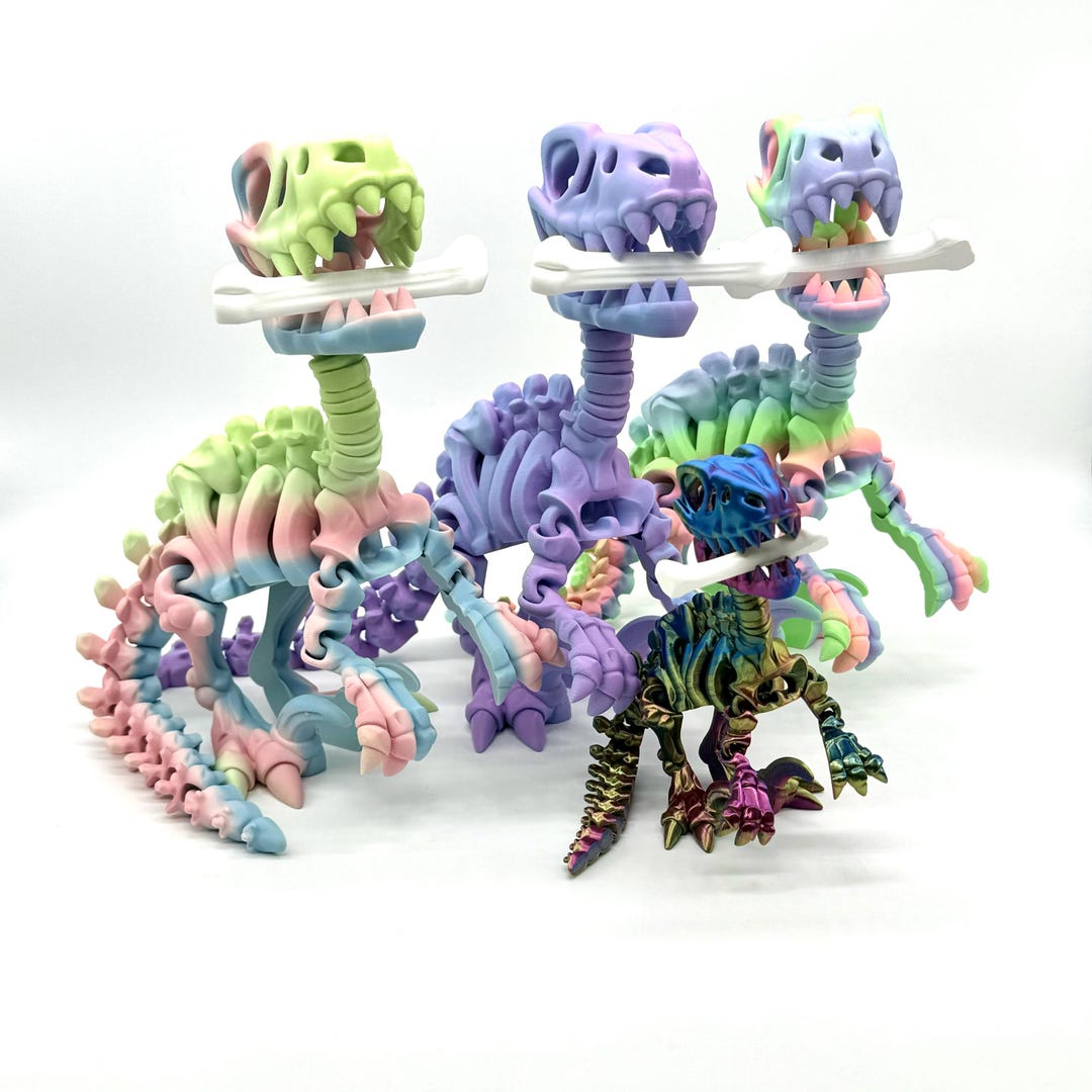 Articulating 3d Printed Dinosaur Raptor Skeleton Fidget-single Color - Etsy